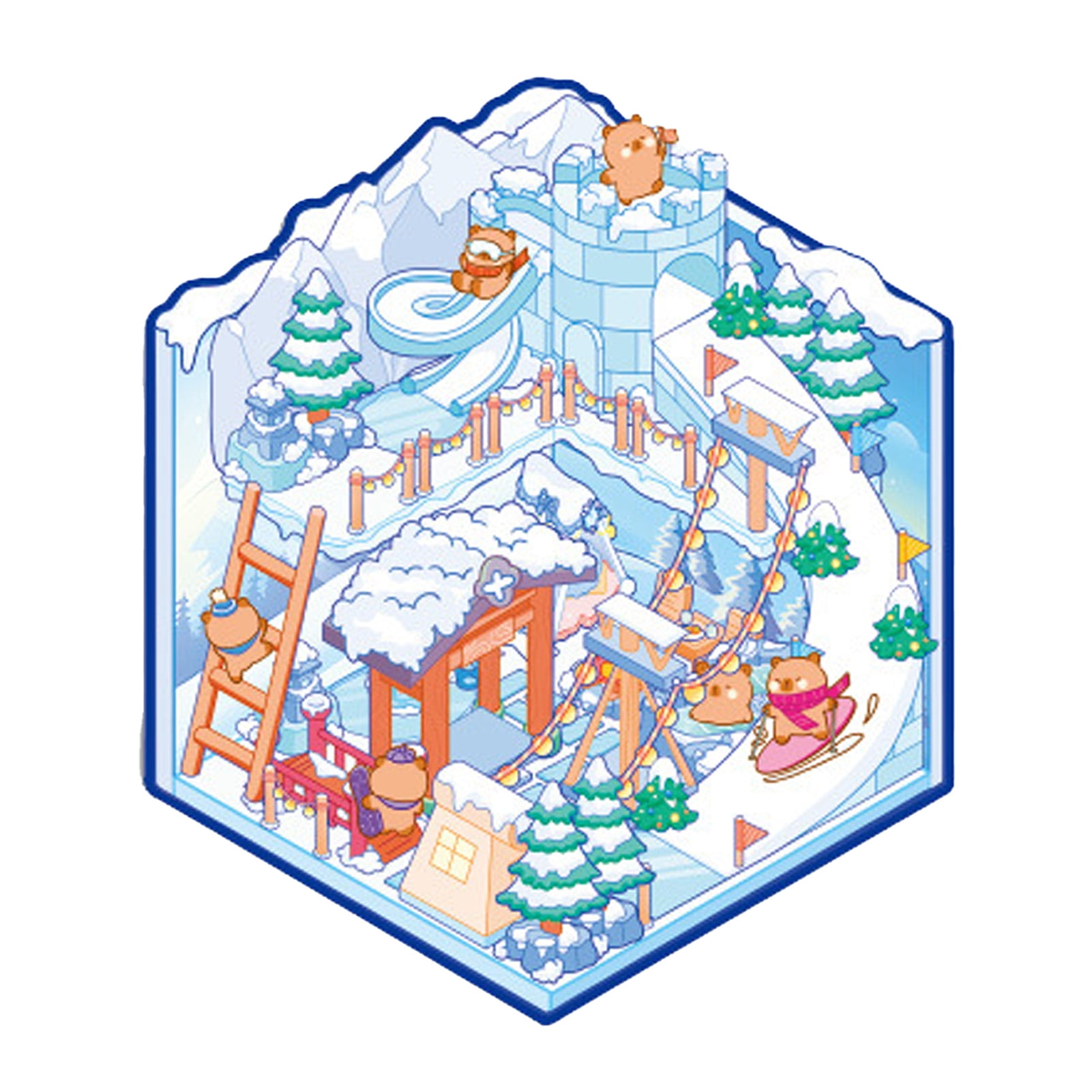 3D Miniature Scene Stickers, 3D Cartoon Funny House Decals ...