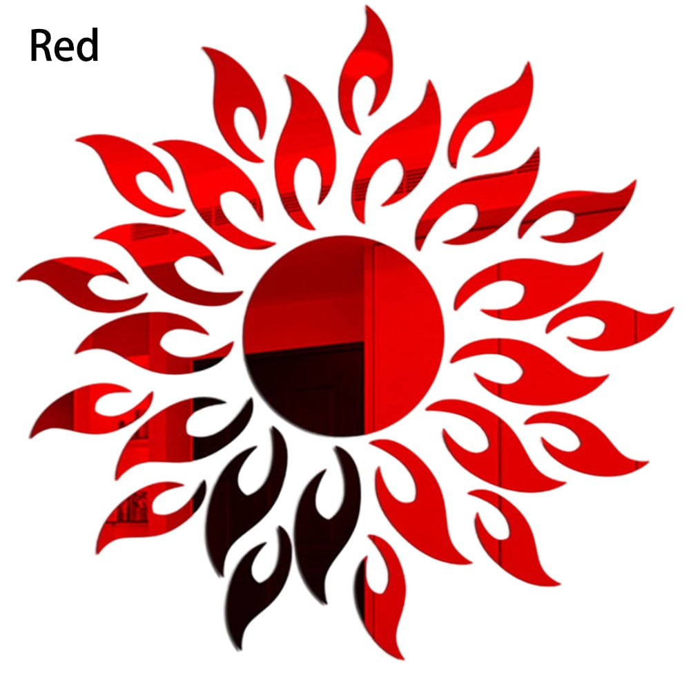 3D Mirror Sun Art Removable Wall Sticker Acrylic Mural Decal Home Room ...