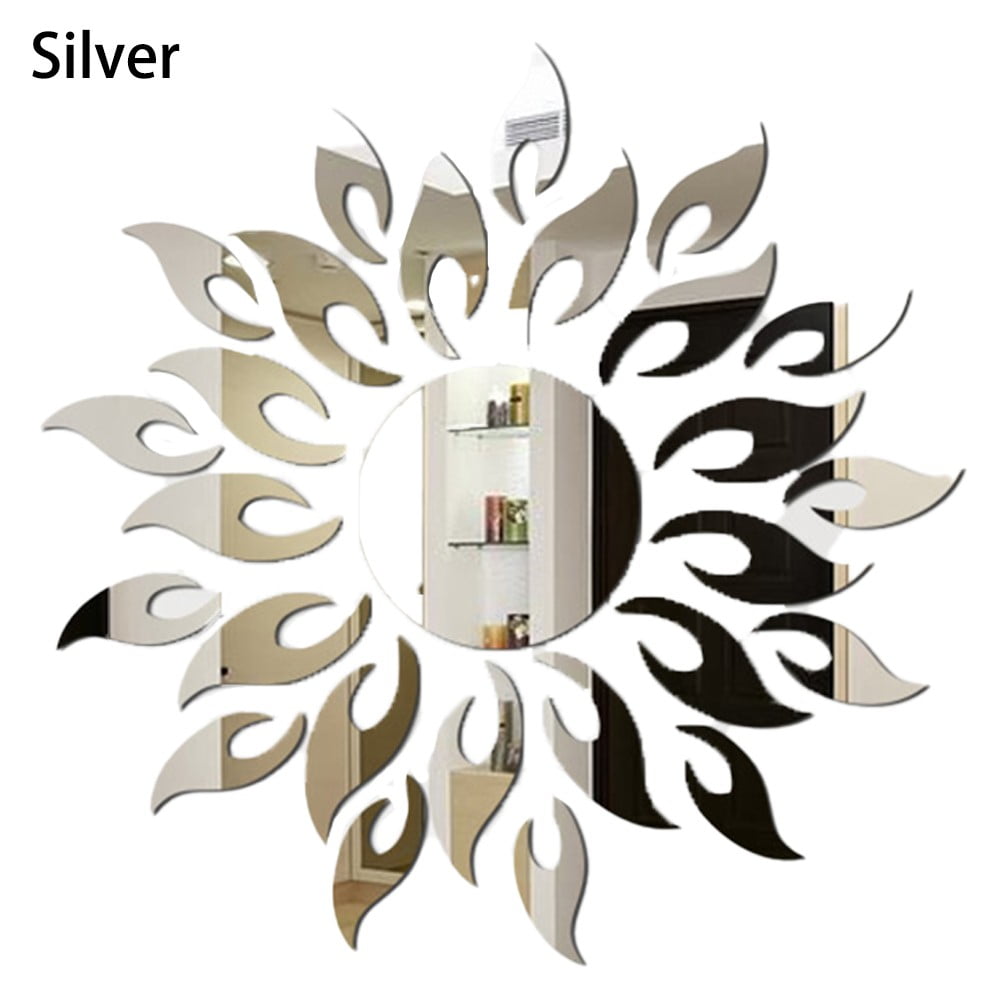 3D Mirror Sun Art Removable Wall Sticker Acrylic Mural Decal Home Room ...