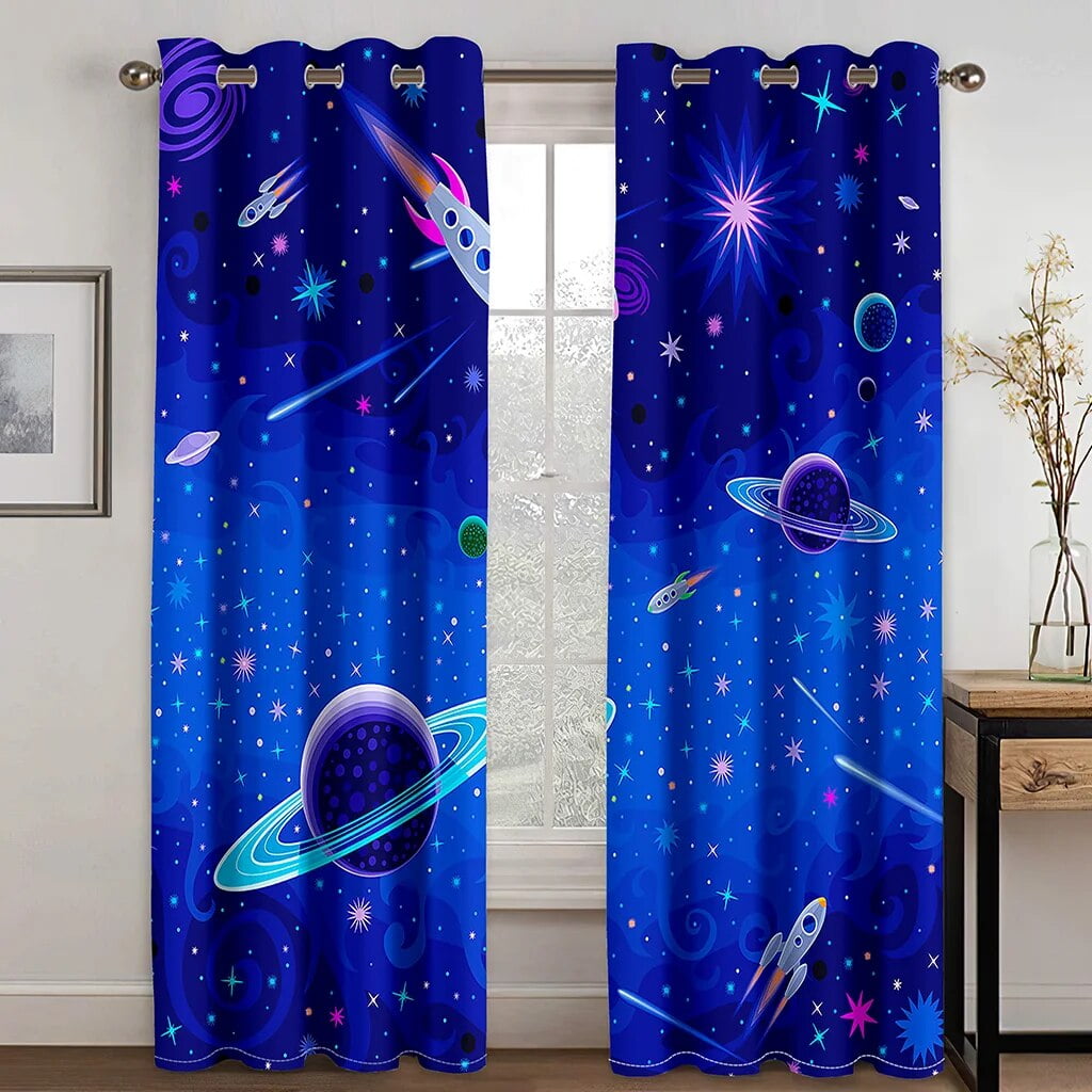 3D Modern Blue Planet Night Sky Galactic Star Aliens Child 2Pieces ...