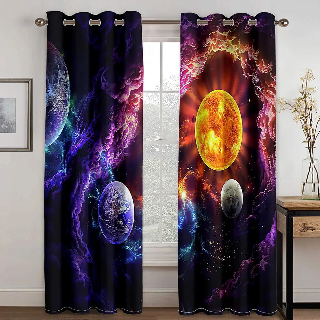 3D Modern Blue Planet Night Sky Galactic Star Aliens Child 2Pieces ...