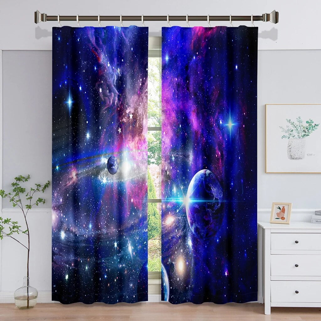 3D Modern Blue Planet Night Sky Galactic Star Aliens Child 2Pieces ...