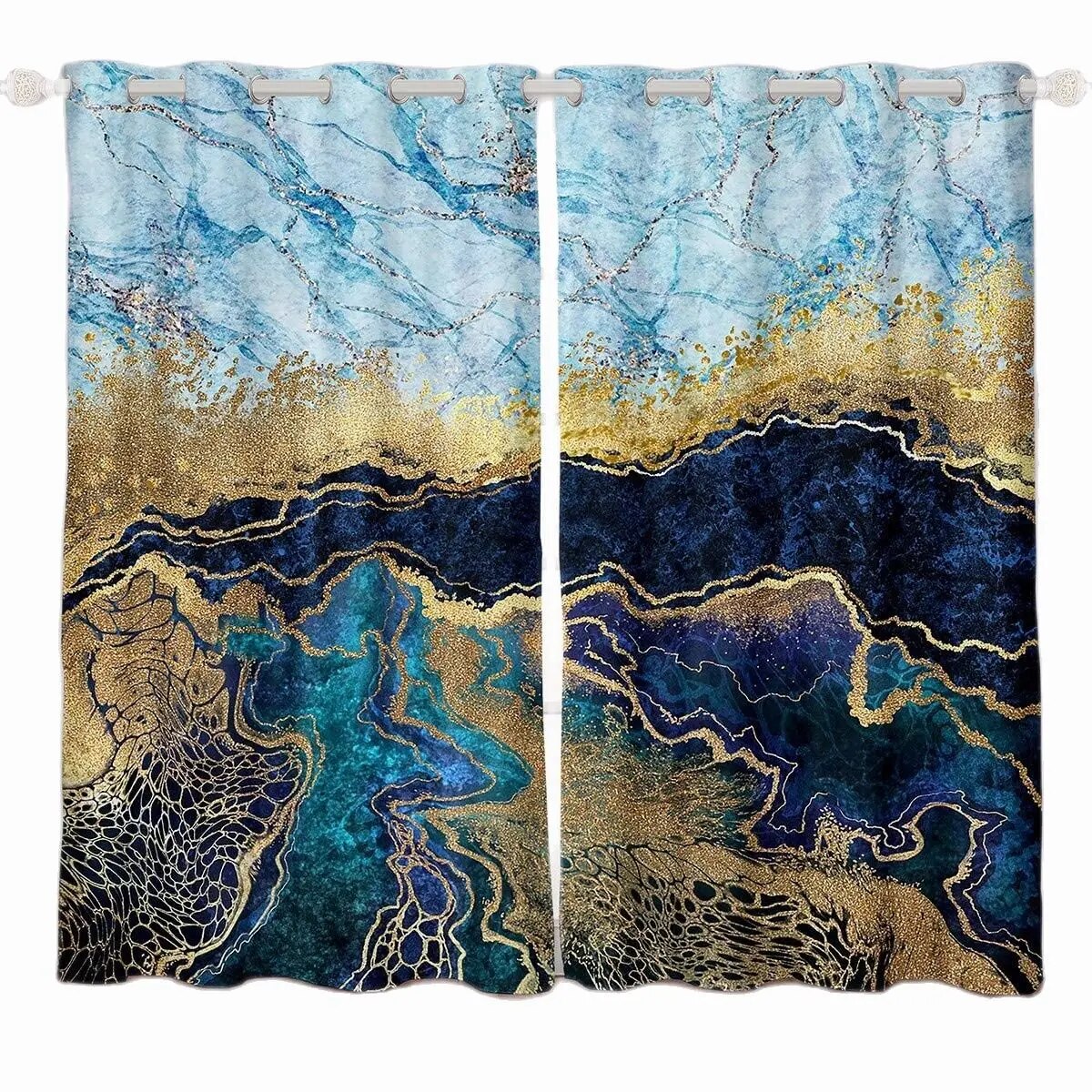 3D Modern Classic Marble Green Gold Elegant Gray 2 Panel Thin Shading ...