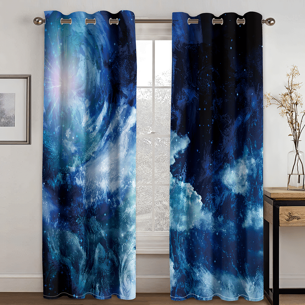 3D Modern Colored Starry Aurora Borealis Shading Curtains 2 Pieces For ...