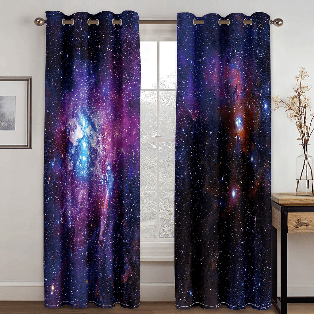 3D Modern Colored Starry Aurora Borealis Shading Curtains 2 Pieces For ...