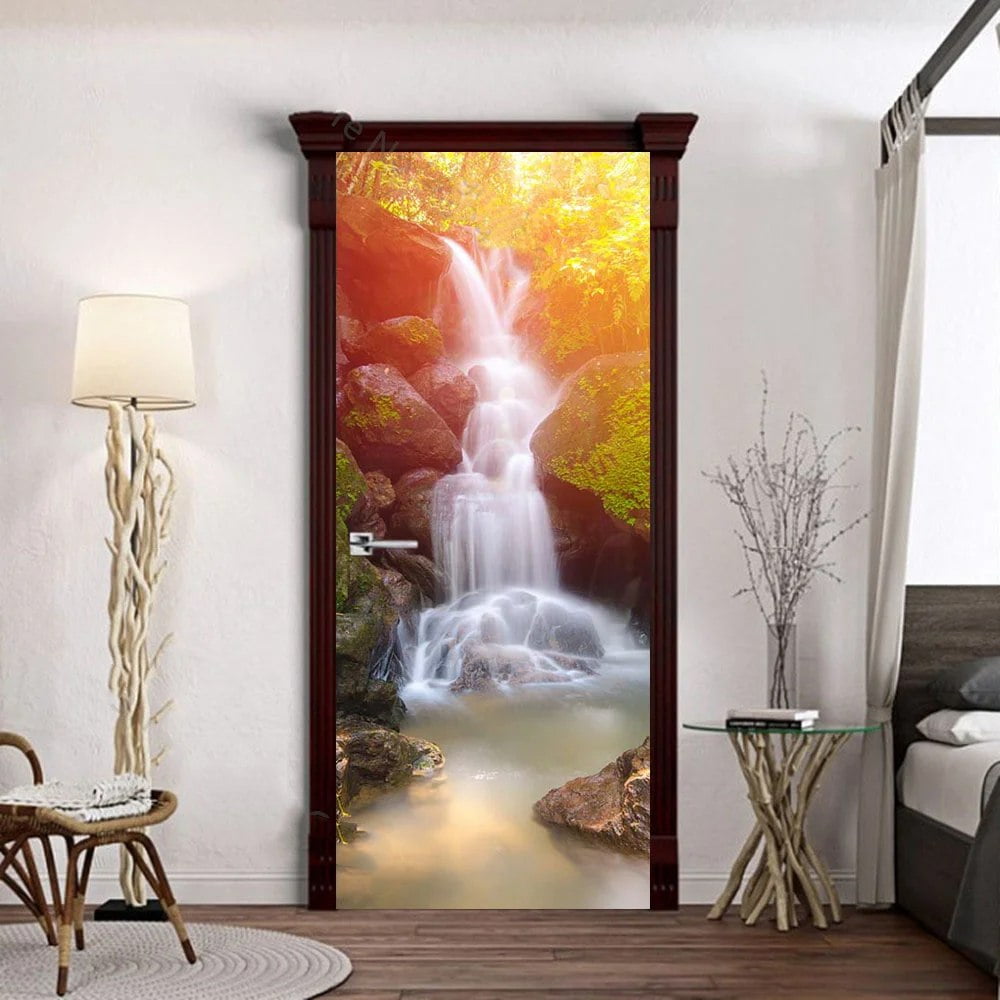 3D Modern Design Door Sticker Self Adhesive Vinyl Door Mural Poster ...