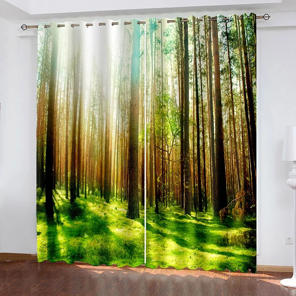 3D Modern Green Natural Scenery Forest Trees Pattern Panel Shading ...