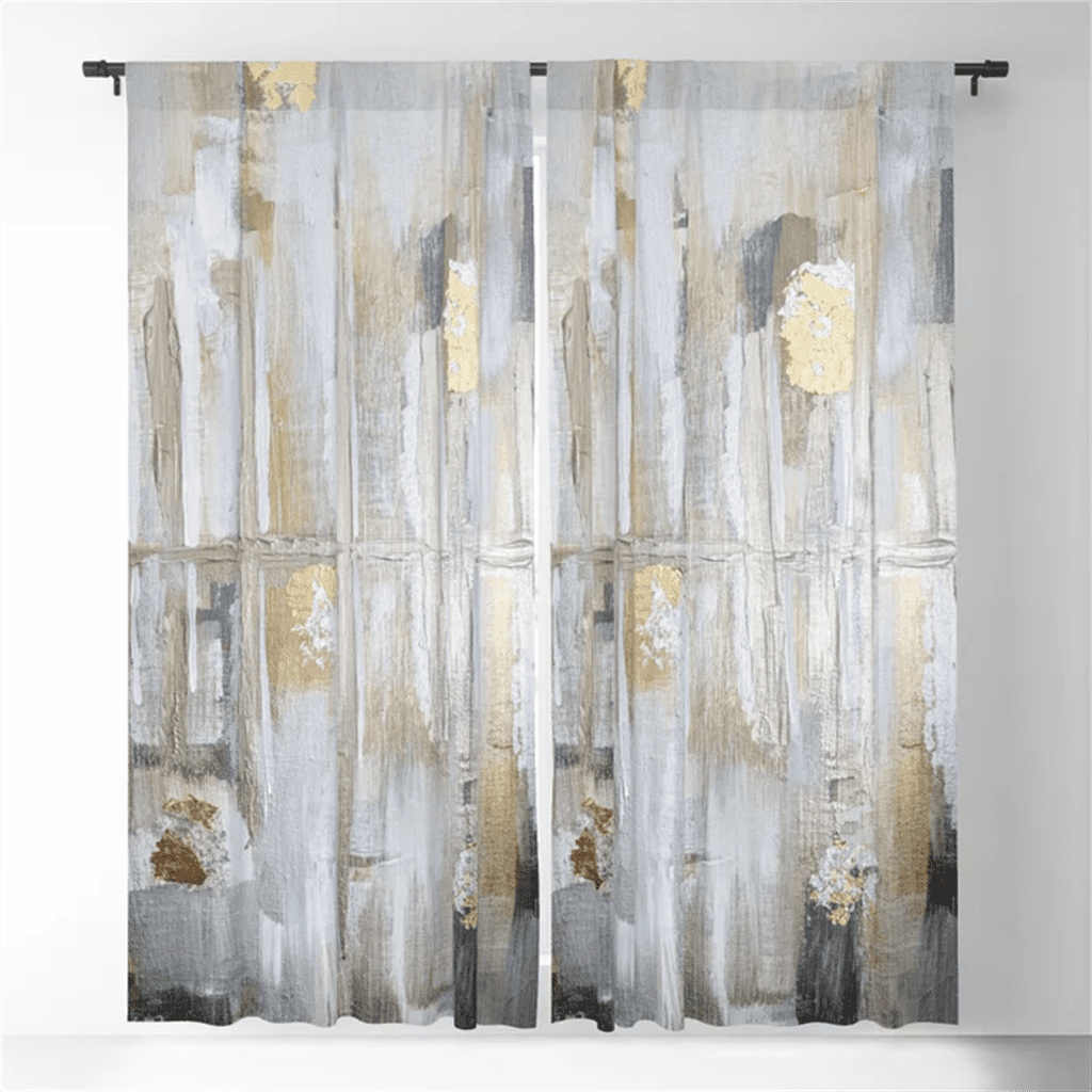 3D Modern Home r Golden Marble Stripe Abstract Sunshade Curtains 2 ...