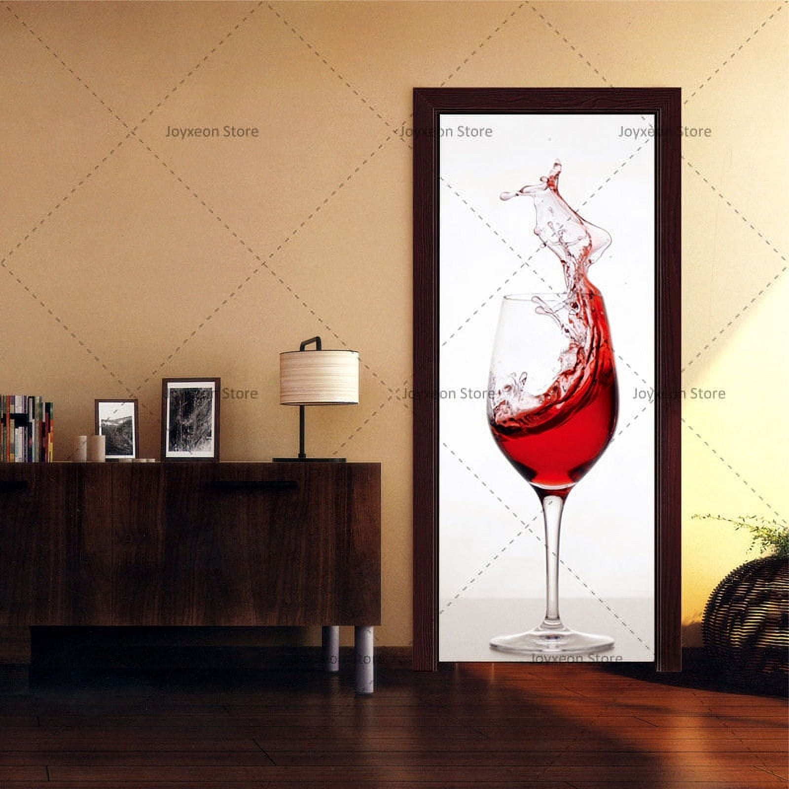 3D Modern Life Door Stickers Red Wine Beer Door Decoration Technology ...