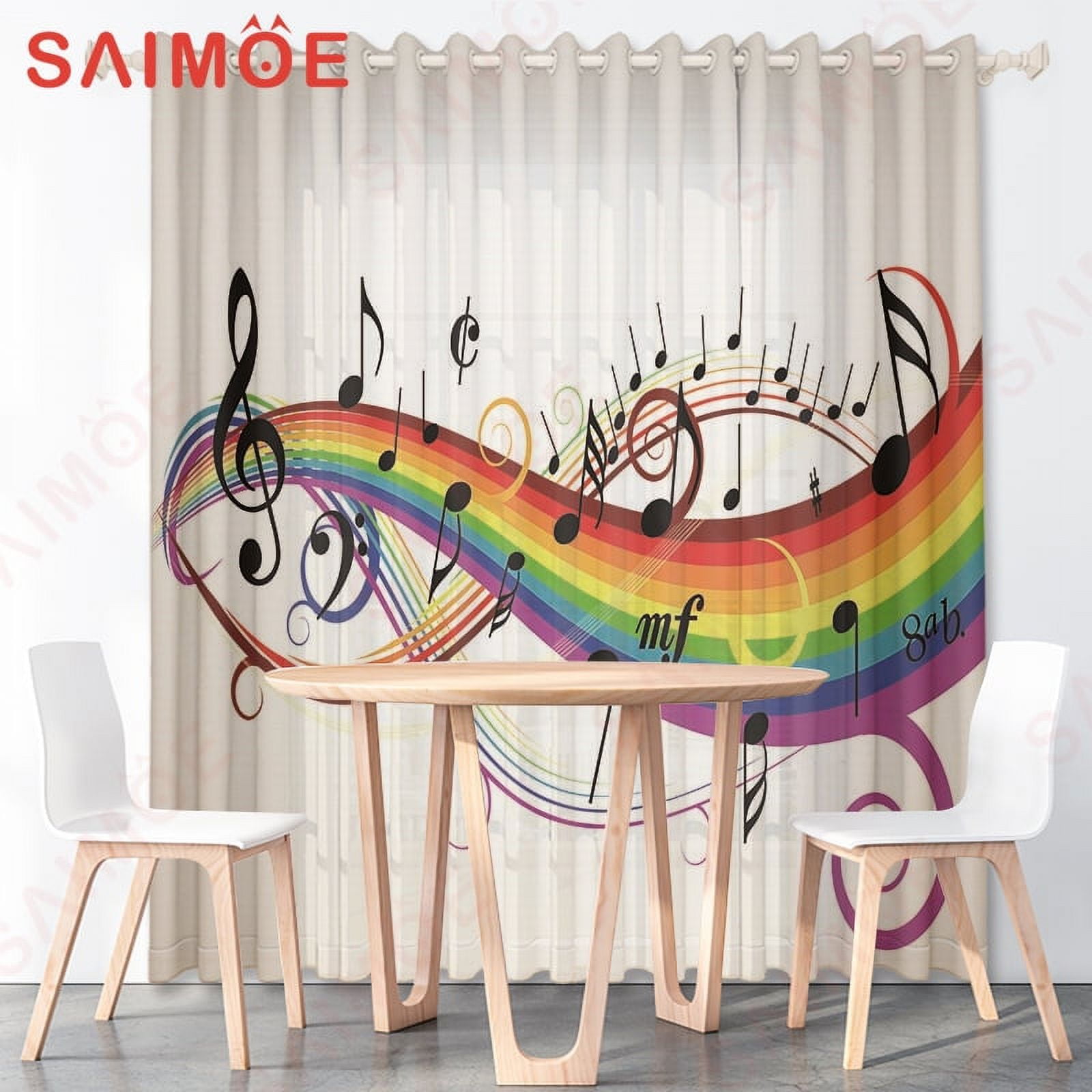 3D Modern Music Vintage Background Classroom Curtains Notes Stave ...