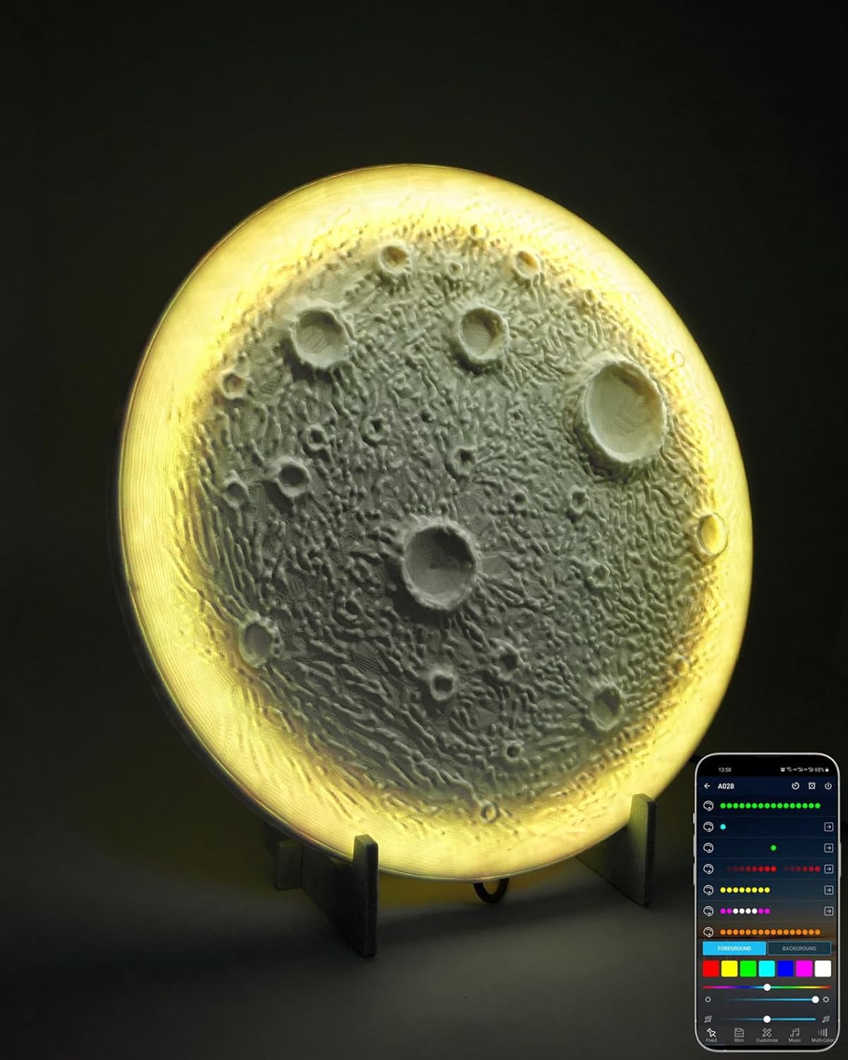 3D Moon Lamp – 3D Printed PLA Floating Moon, APP & Manual Control, RGB ...