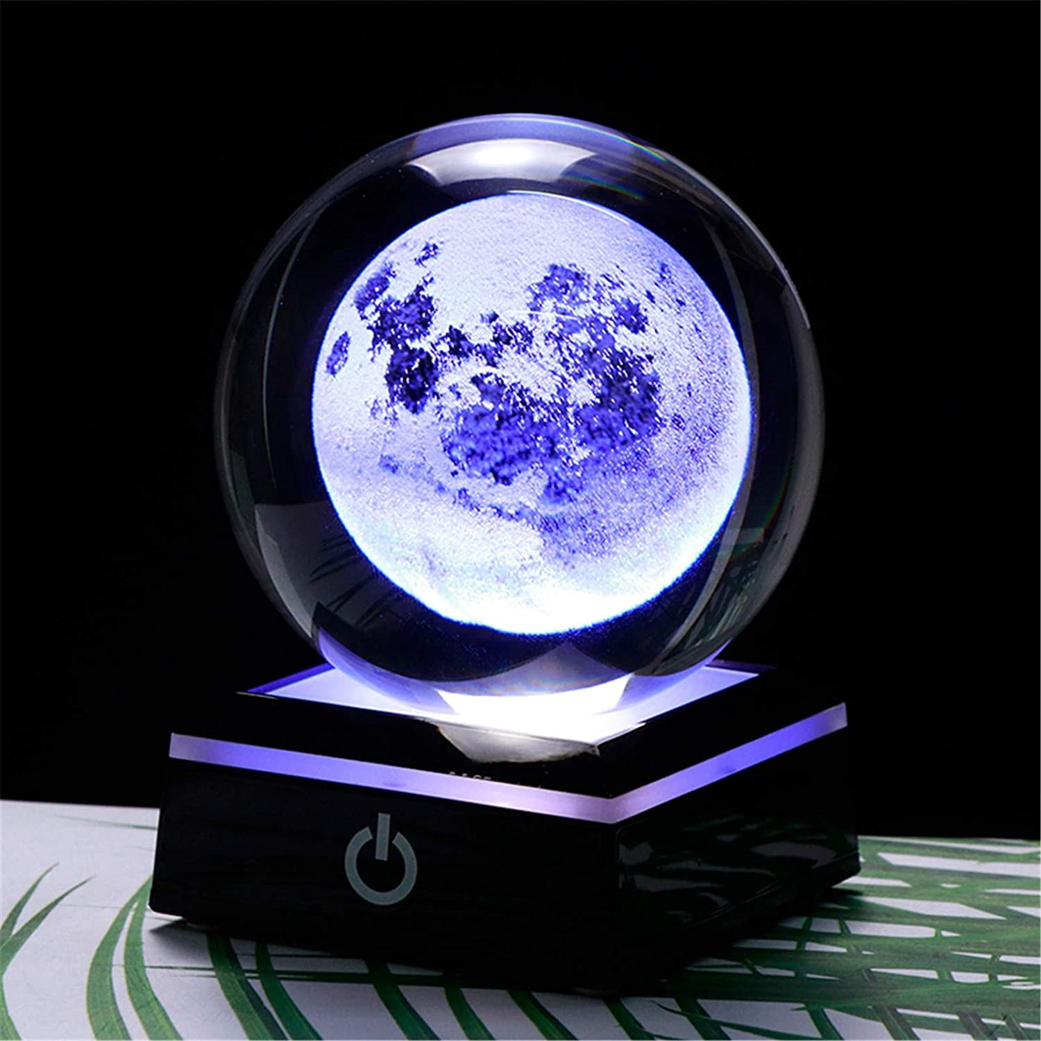 3D Moon Model Crystal Ball Led Lamp Base - Space Decor World Globe ...