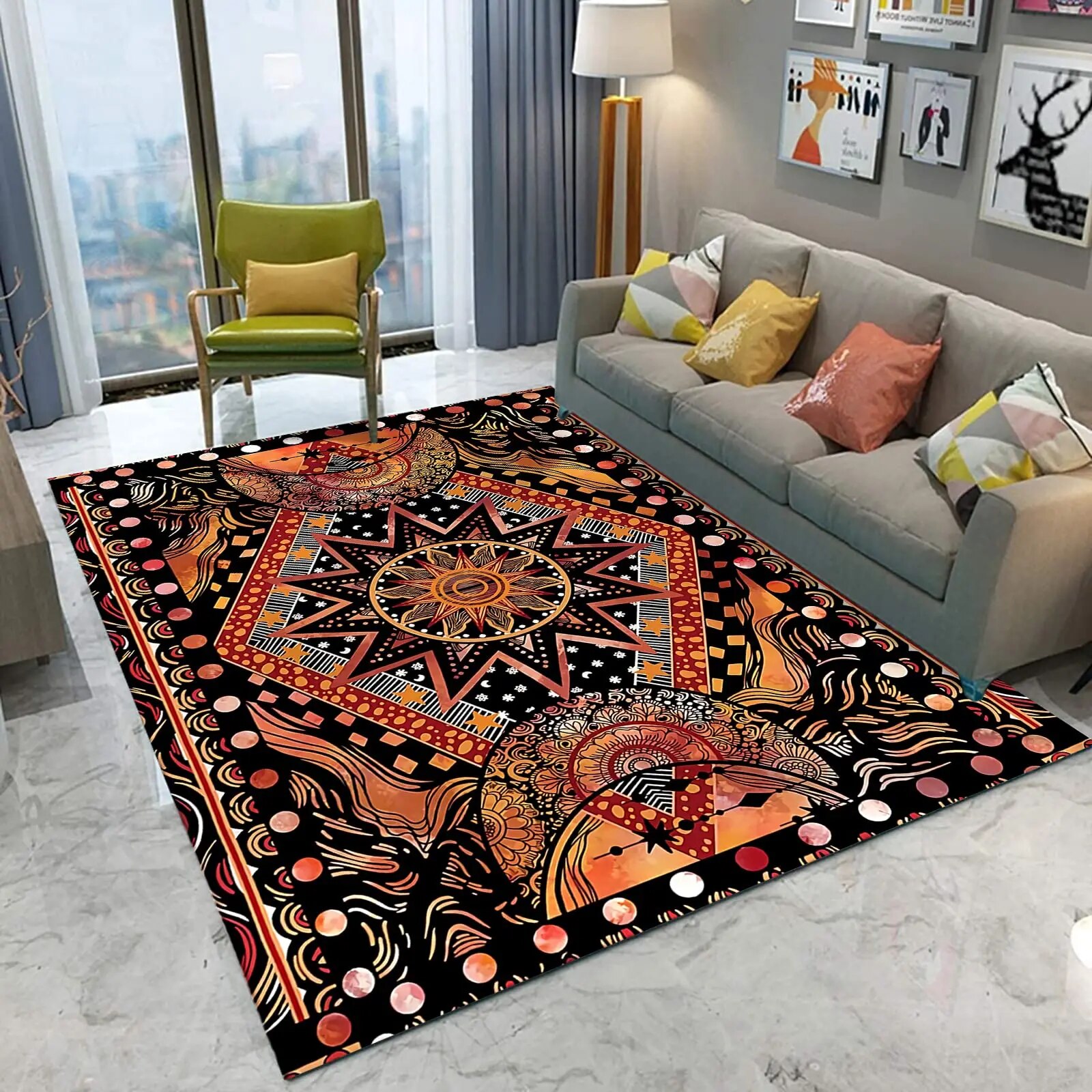 3D Moon Phase Tree of Life Carpet Area Rug Sun and Moon Carpets Bohemian Decor Mats for Bedroom ...