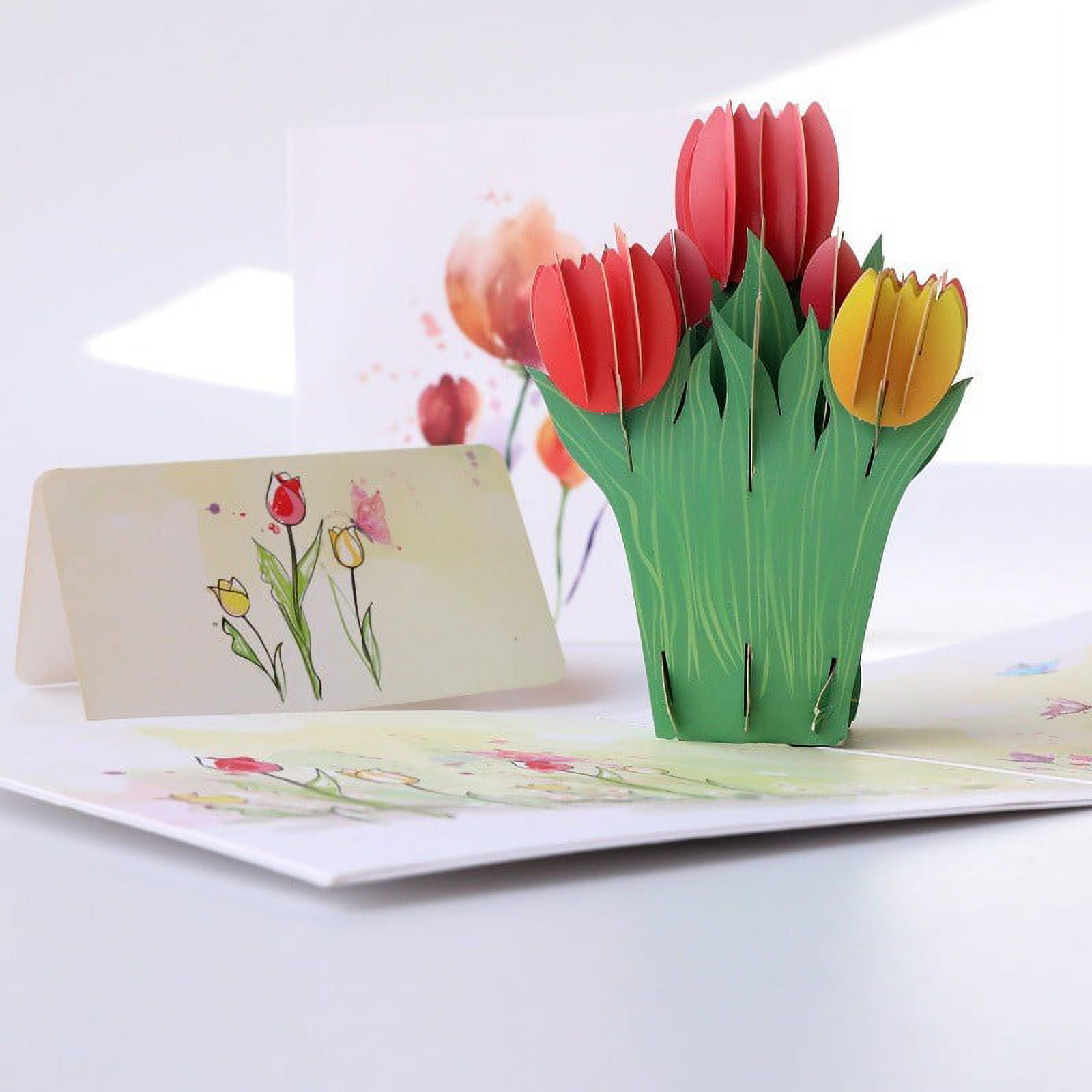 3D Mother's day Pop Up Card, Tulip flower card, Mother's day Birthday ...