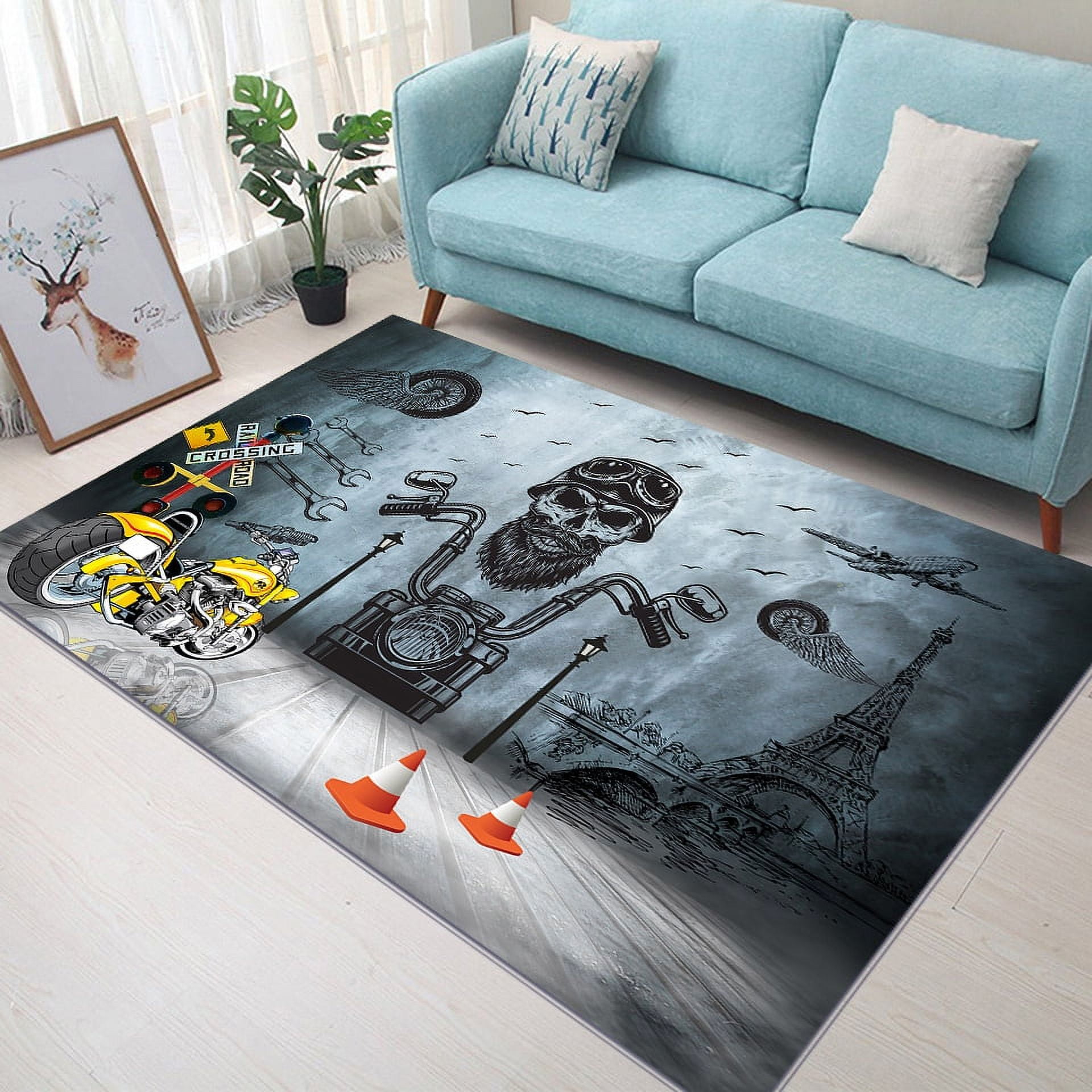 3D Motorcycle Bike Pattern Carpet Living Room r Home Coffee Table Area ...