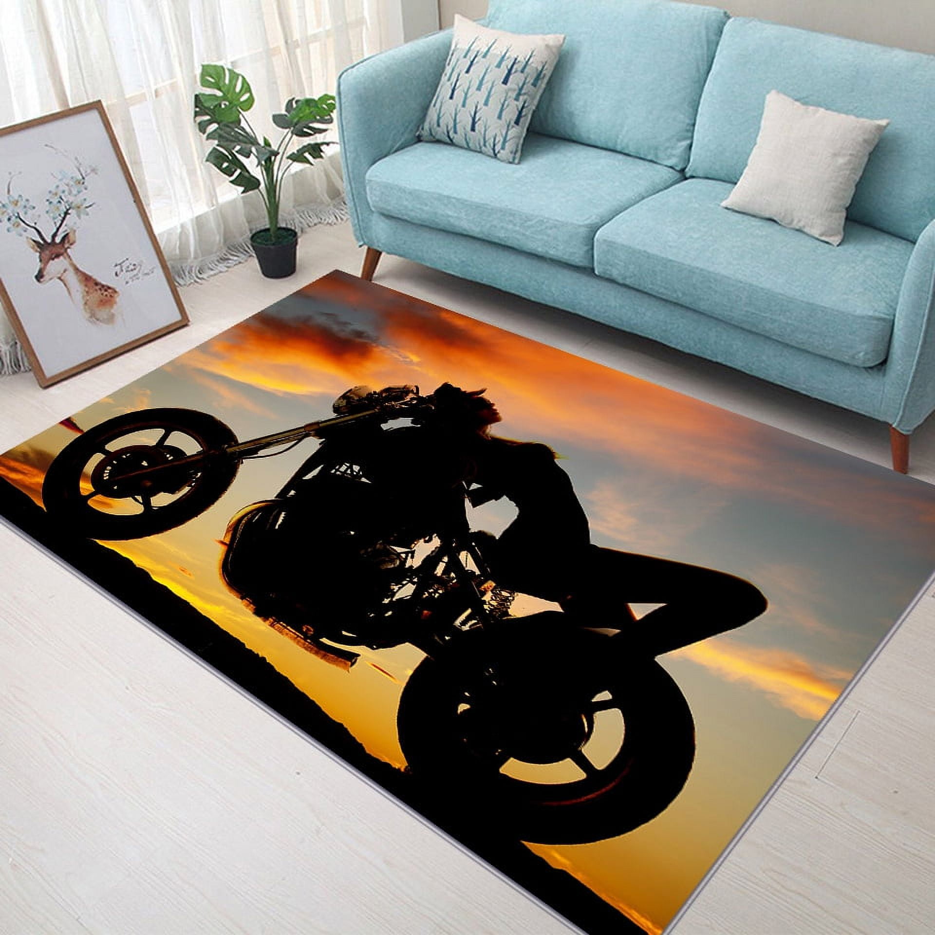 3D Motorcycle Bike Pattern Carpet Living Room r Home Coffee Table Area ...