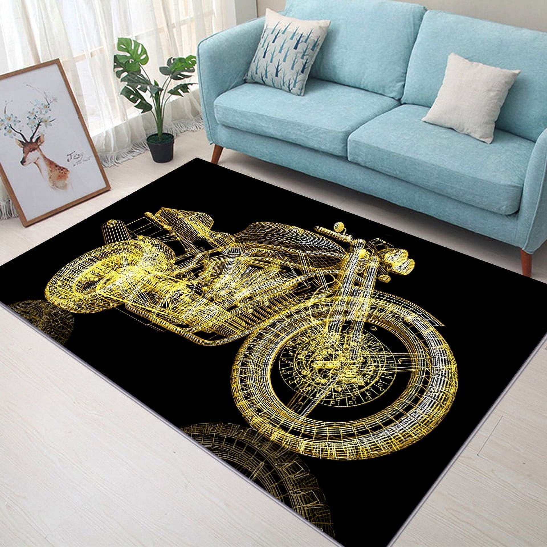 3D Motorcycle Bike Pattern Carpet Living Room r Home Coffee Table Area ...