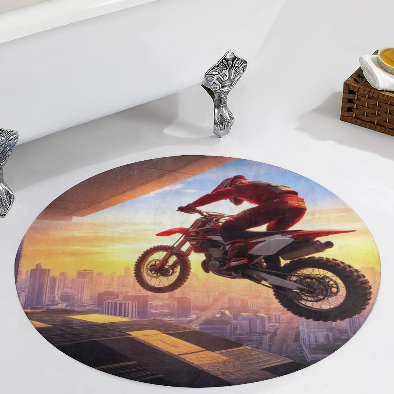 3D Motorcycle Racing-1 Round Area Carpets Living Room Room Chair Area ...