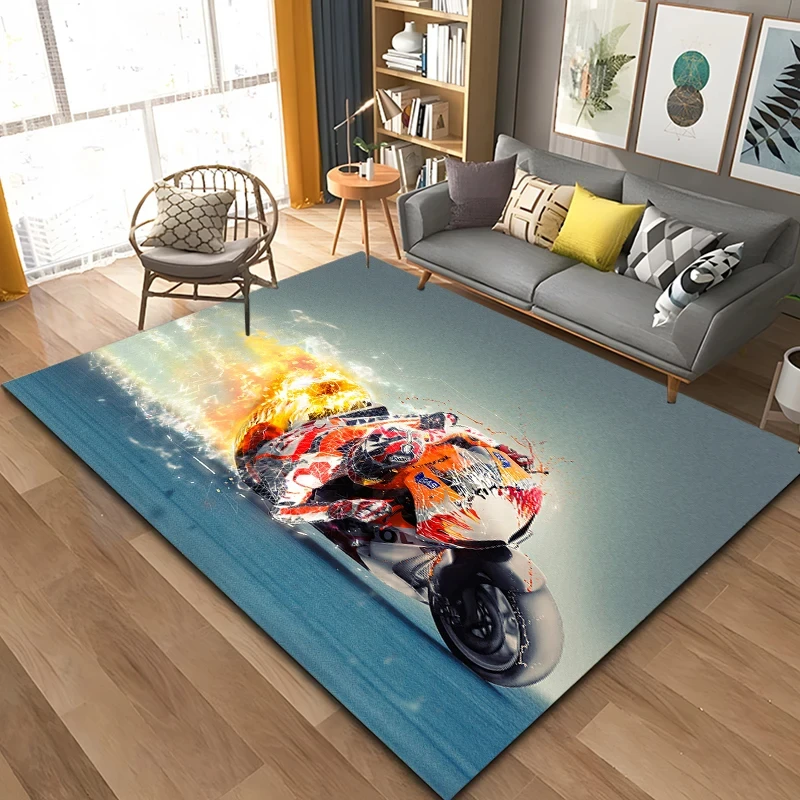 3D Motorcycle Racing Area Rug Large Carpet Rug for Home Living Room ...