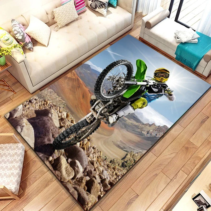 3D Motorcycle Racing Area Rug Large Carpet Rug for Home Living Room ...