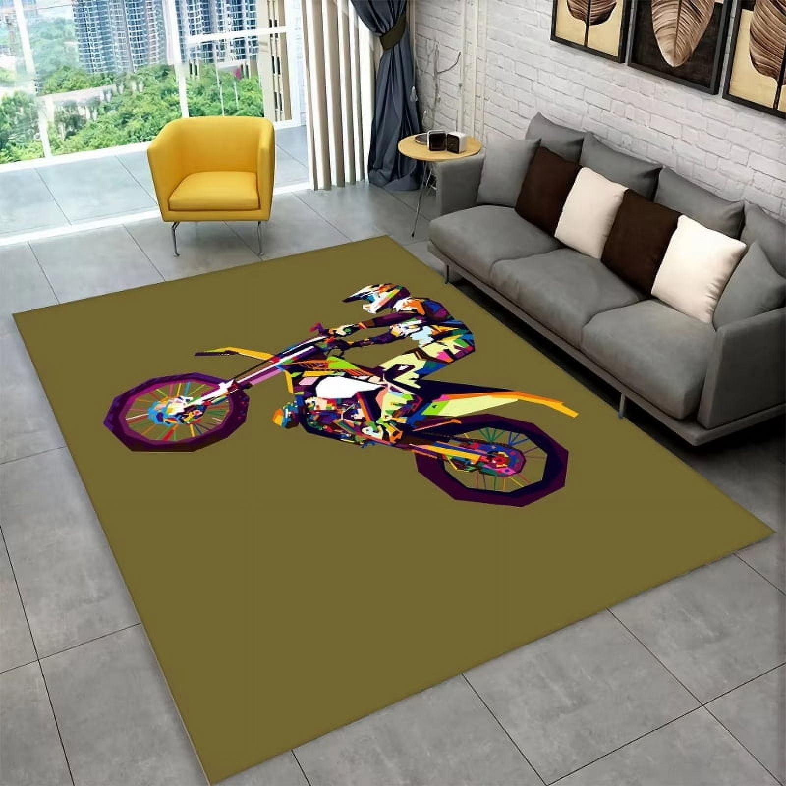 3D Motorcycle Racing Carpet Rug for Living Room Bedroom Bedside Area ...
