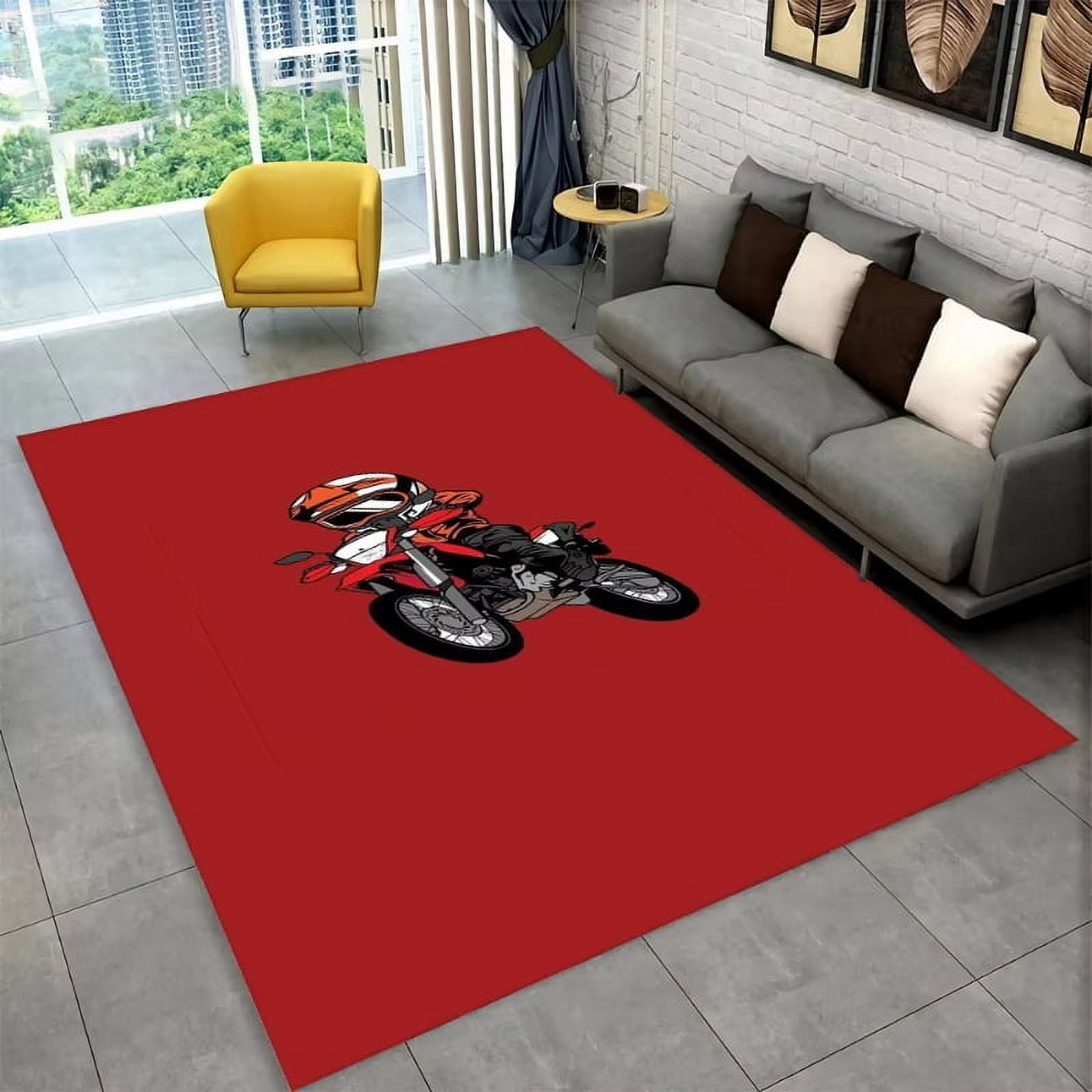 3D Motorcycle Racing Carpet Rug for Living Room Bedroom Bedside Area ...