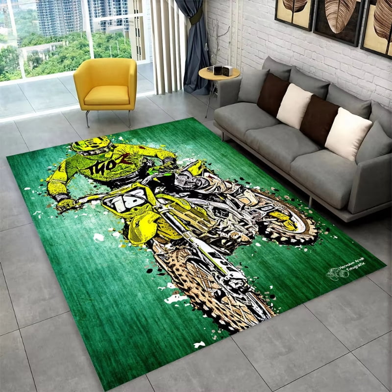 3D Motorcycle Racing Carpet Rug for Living Room Bedroom Bedside Area ...
