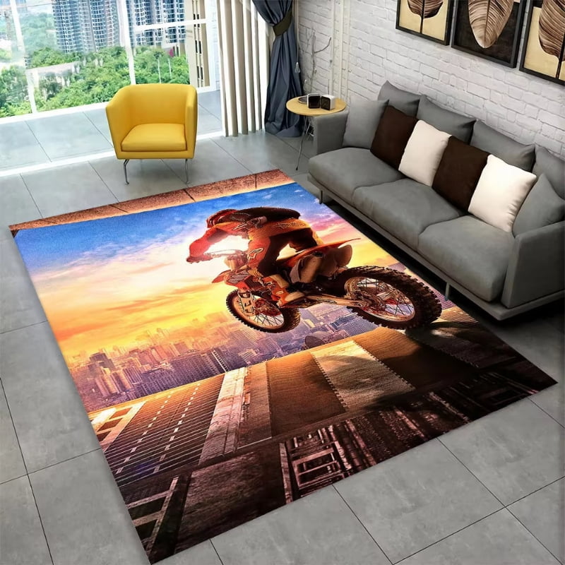 3D Motorcycle Racing Carpet Rug for Living Room Bedroom Bedside Area ...