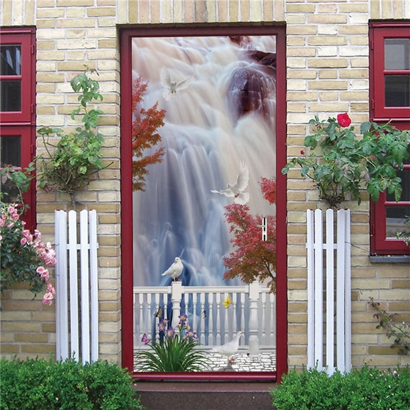 3D Mountain Stream Waterfall Door Sticker Home Design Wallpaper ...