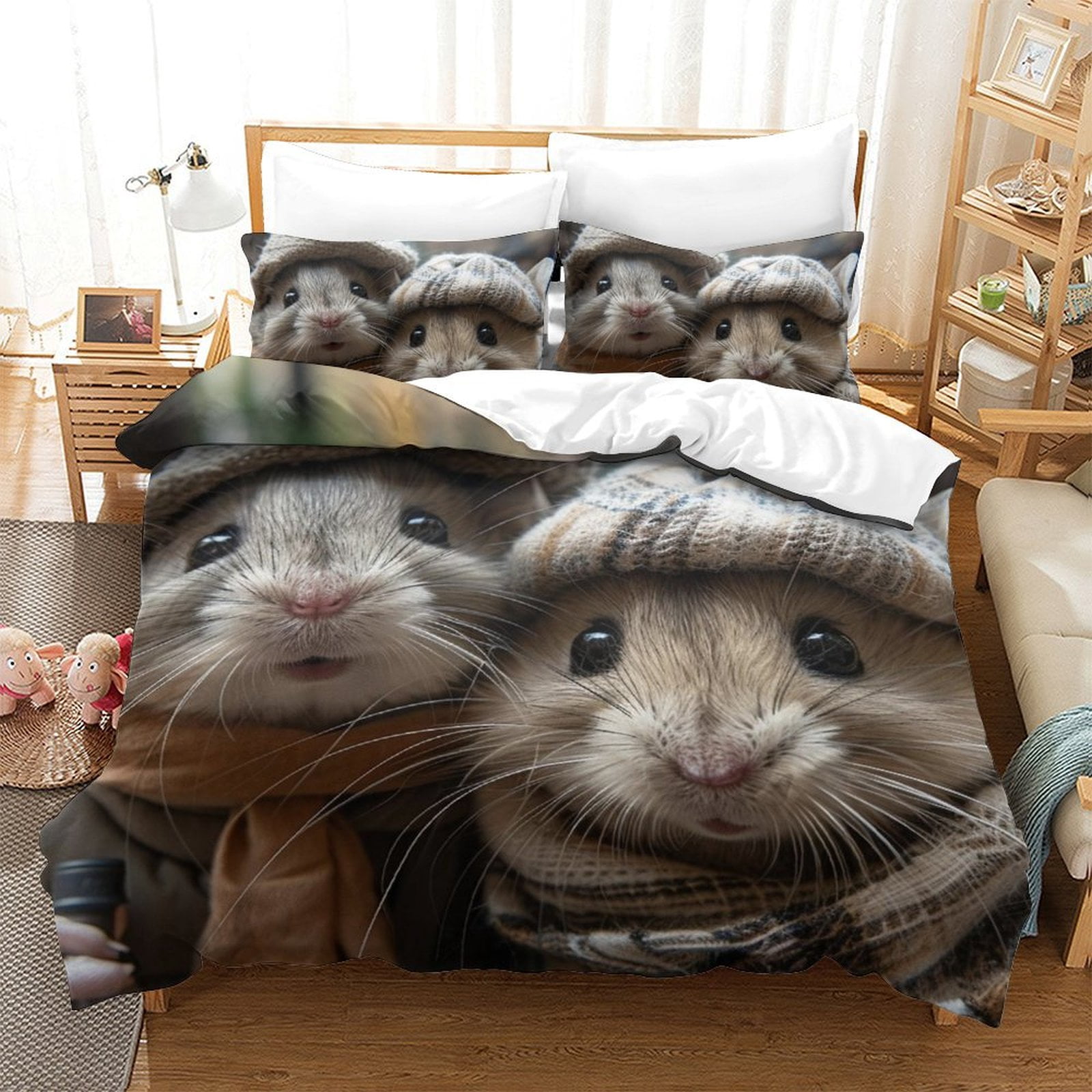 3D Mouse Printed Bedding Set Adult Cartoon Animal Bedspreads Quilt ...