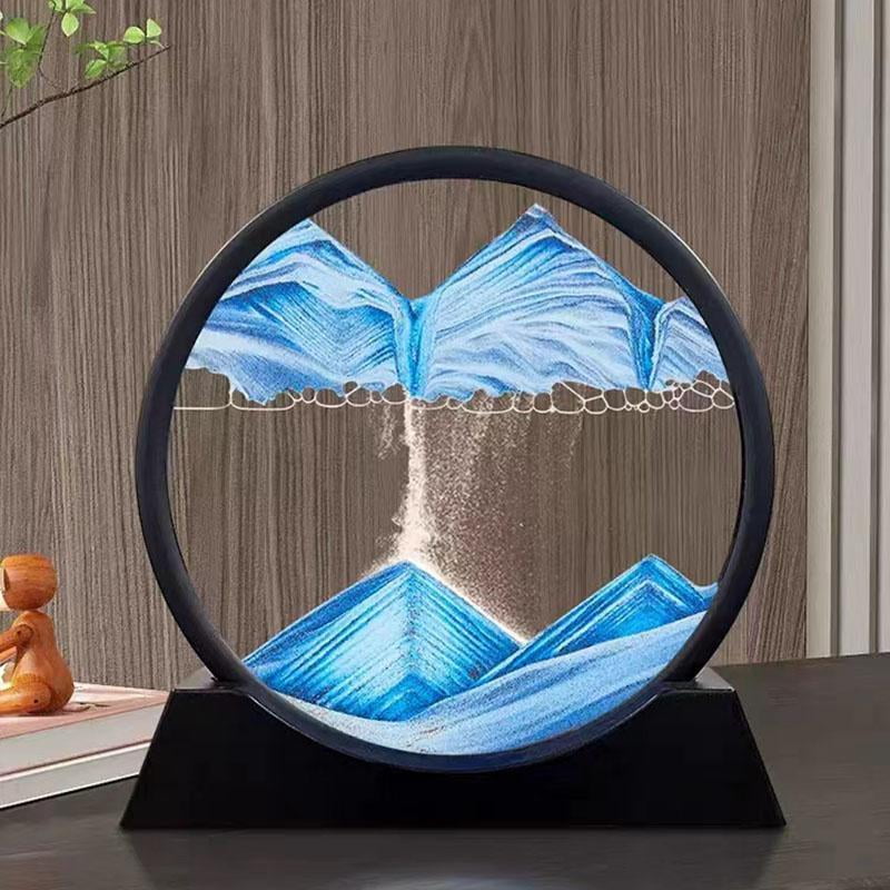 3D Moving Sand Art Decor for Dressers, Round Glass Flowing Sand Home ...