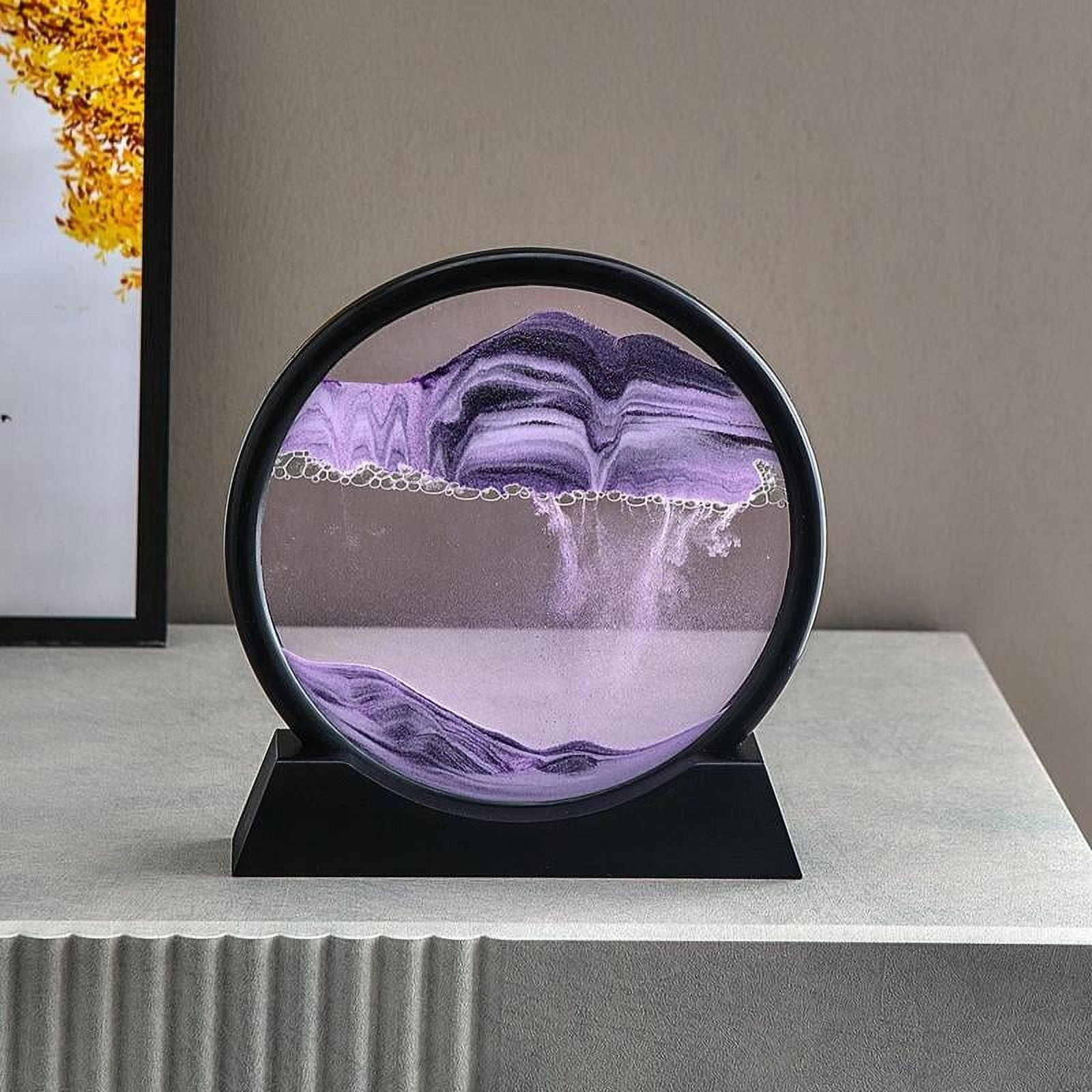 3D Moving Sand Art Decor for Dressers, Round Glass Flowing Sand Home ...