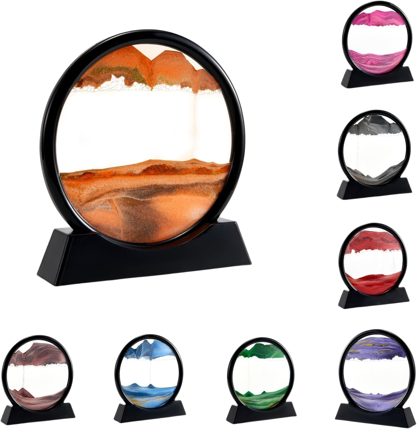 3D Moving Sand Art Liquid Motion Round Glass 3D Deep Sea Sand Art ...