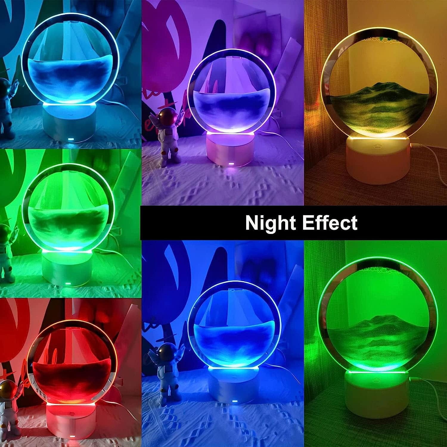 3D Moving Sand Art Liquid Motion Table Lamp,Rgb Color Changing ...