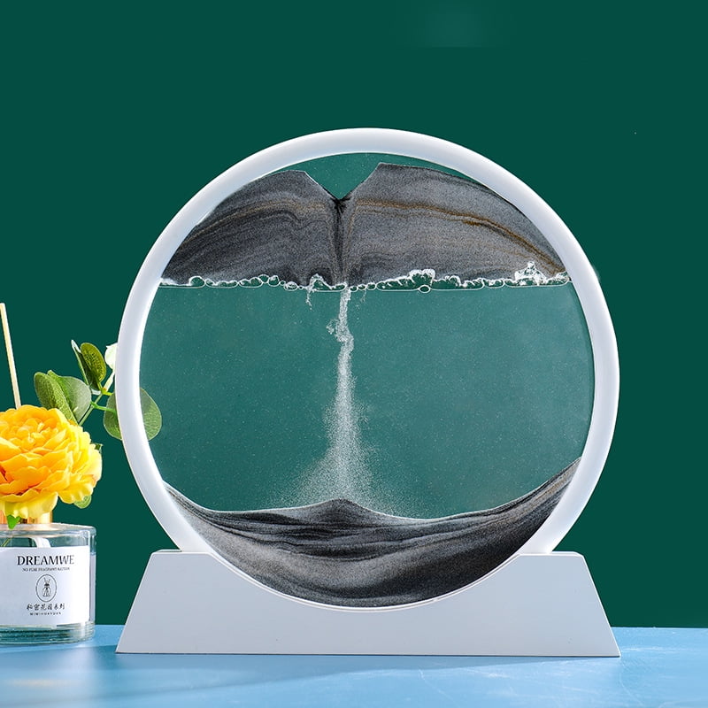 3D Moving Sand Art Picture Round Glass Deep Sea Sandscape Hourglass ...
