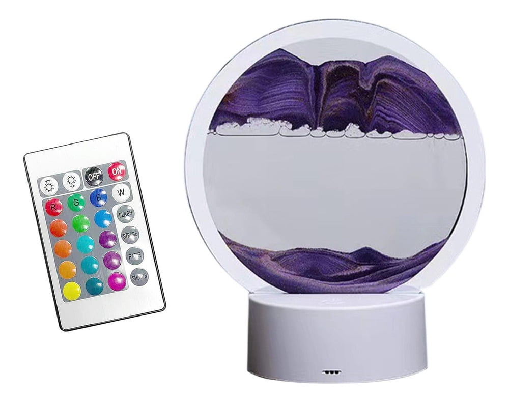 3D Moving Sand Art Table Lamp Hourglass Decoration Changing Sand Liquid ...