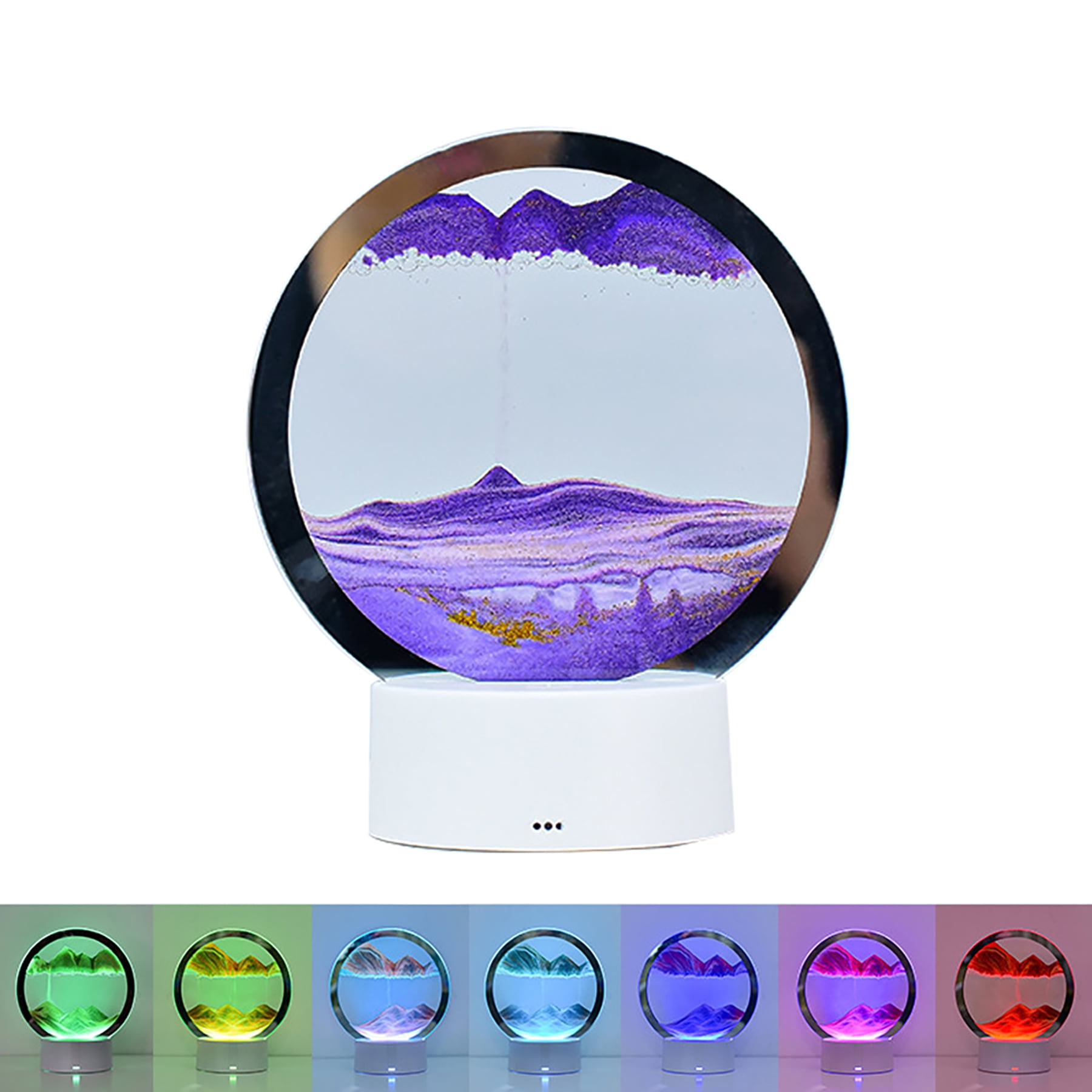 3D Moving Sand Art with Light, Round Glass Quicksand Painting Sandscape for Home & Office Decor ...