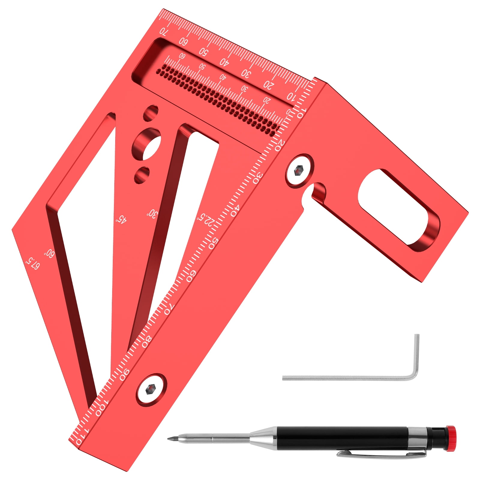 3D Multi Angle Measuring Ruler Aluminium Alloy Woodworking Square Ruler ...