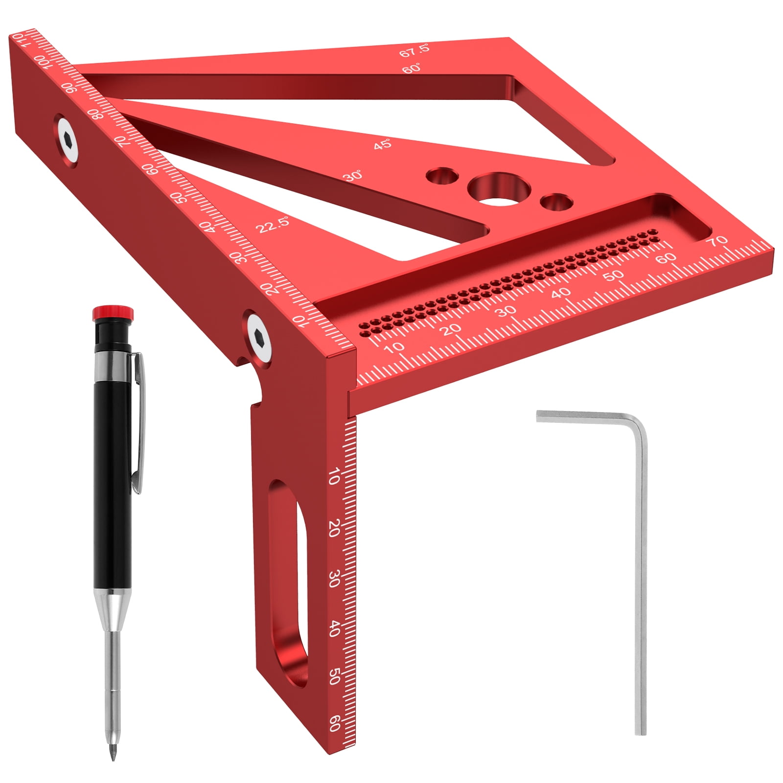 3D Multi Angle Measuring Ruler Aluminium Alloy Woodworking Square Ruler ...