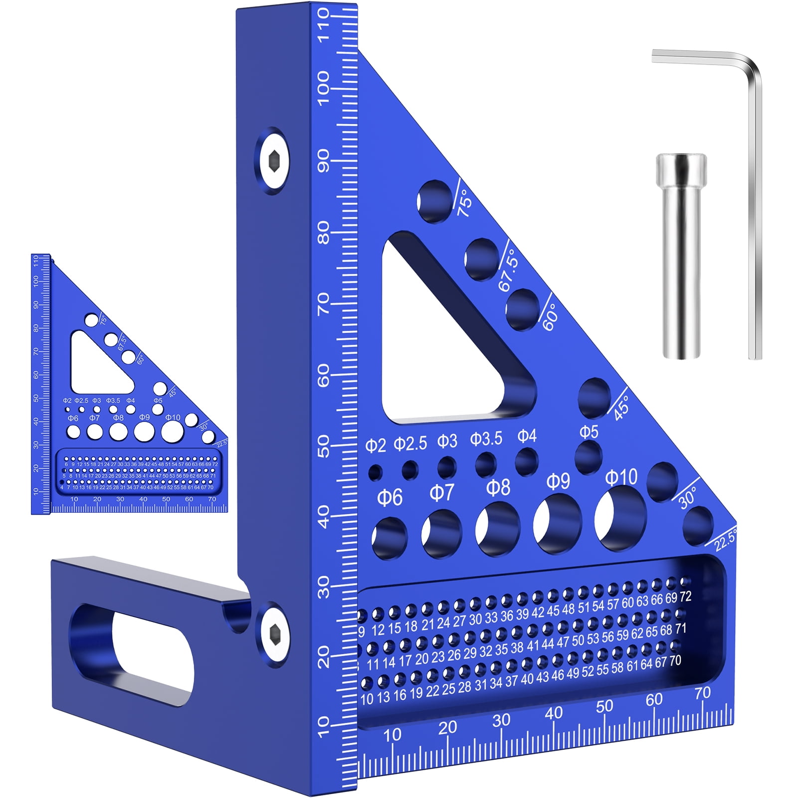 3D Multi Angle Measuring Ruler Aluminum Alloy Metric Woodworking Square ...