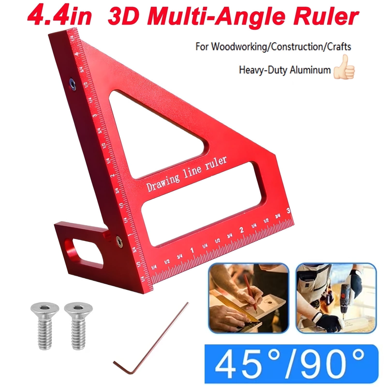3D Multi-Angle Measuring Ruler & Auto Center Punch Tool - Aluminum ...
