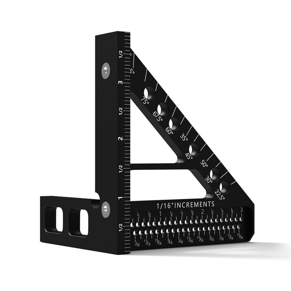 3D Multi-Angle Measuring Ruler Square Protractor Hole Positioning Inch ...