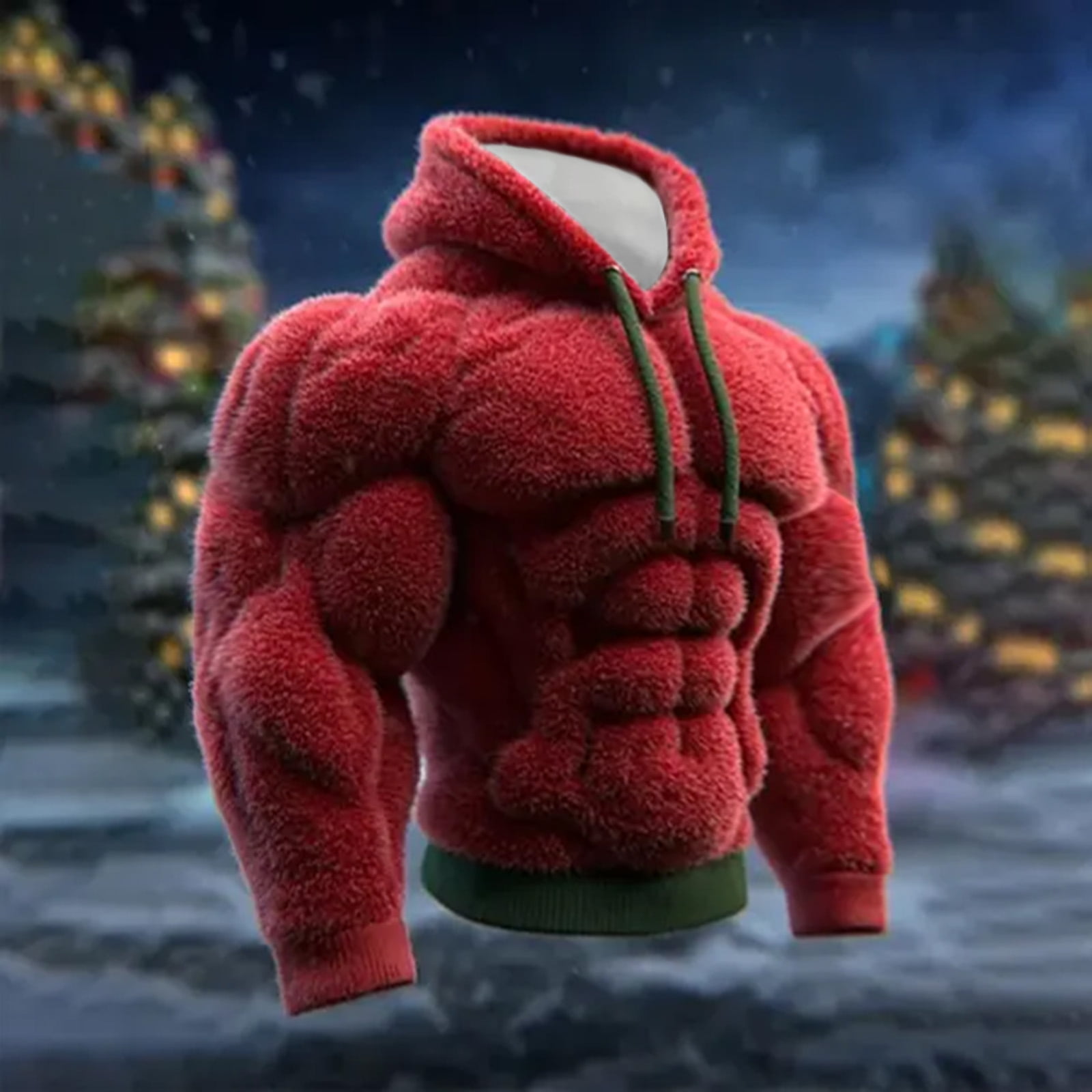 3D Muscle Hoodie for Men Vintage Muscle Line Art Cozy Plush Hooded ...