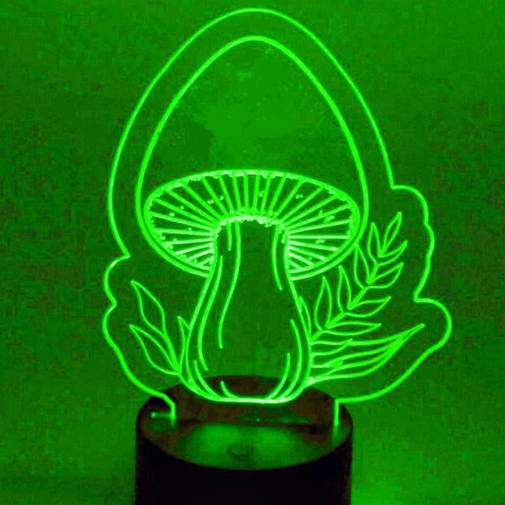3D Mushroom Night Light Decor Table Desk Optical Illusion Lamps 7 Color ...