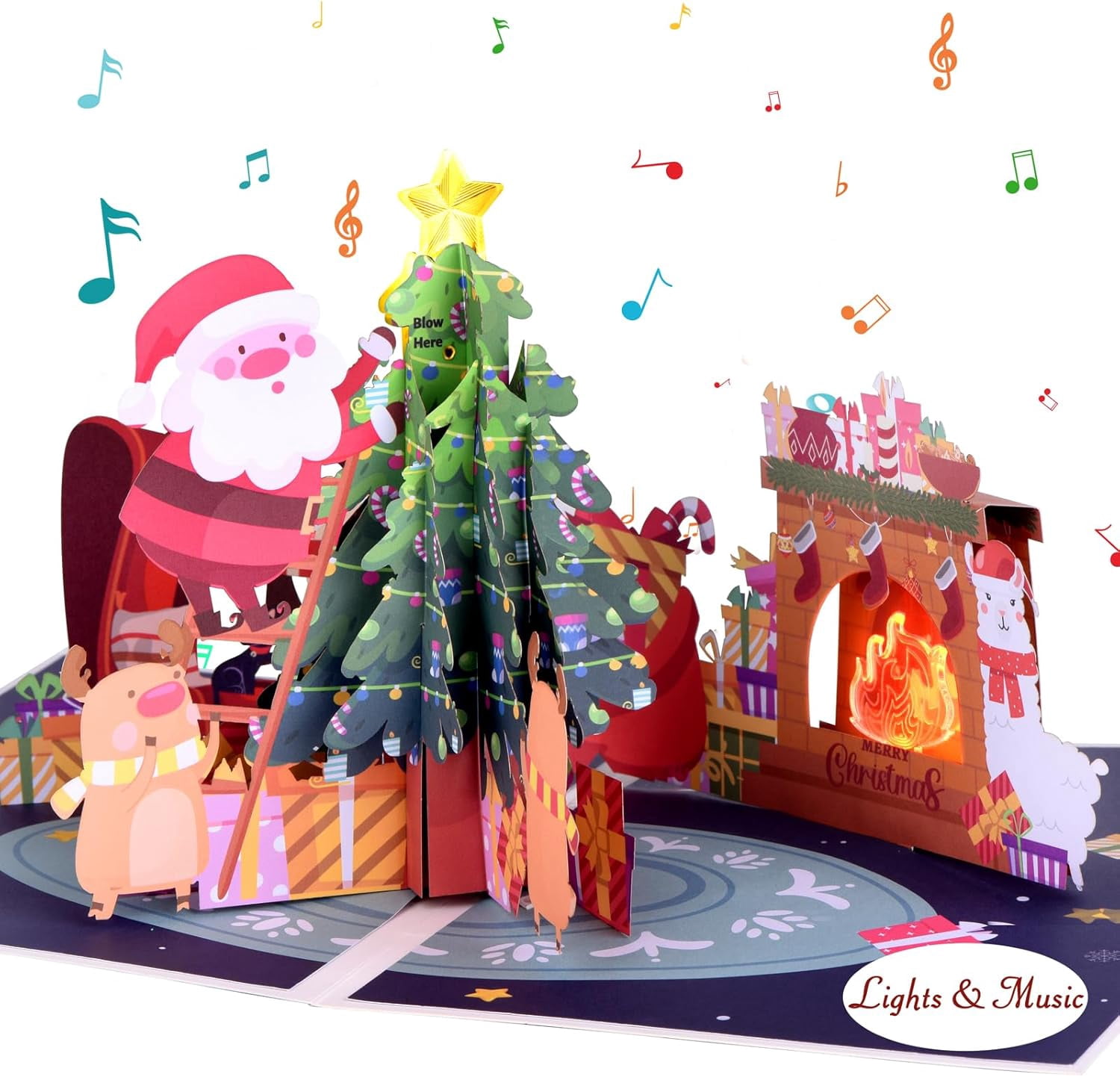 3D Music Christmas Cards, Pop Up Christmas Cards with Music & Lights ...