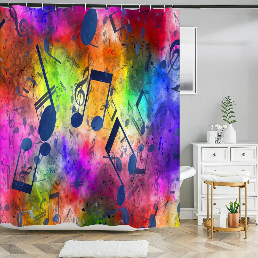 3D Music Rock style Printed Shower Curtains Bathroom Curtain Frabic ...