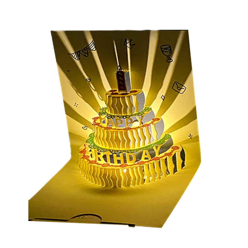 3D Musical Birthday Card with LED Light 3D Greeting Cards with Music ...