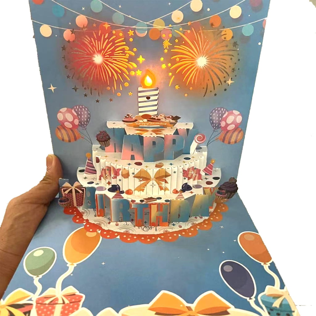 3D Musical Birthday Card with Light and Music Happy Birthday Card ...