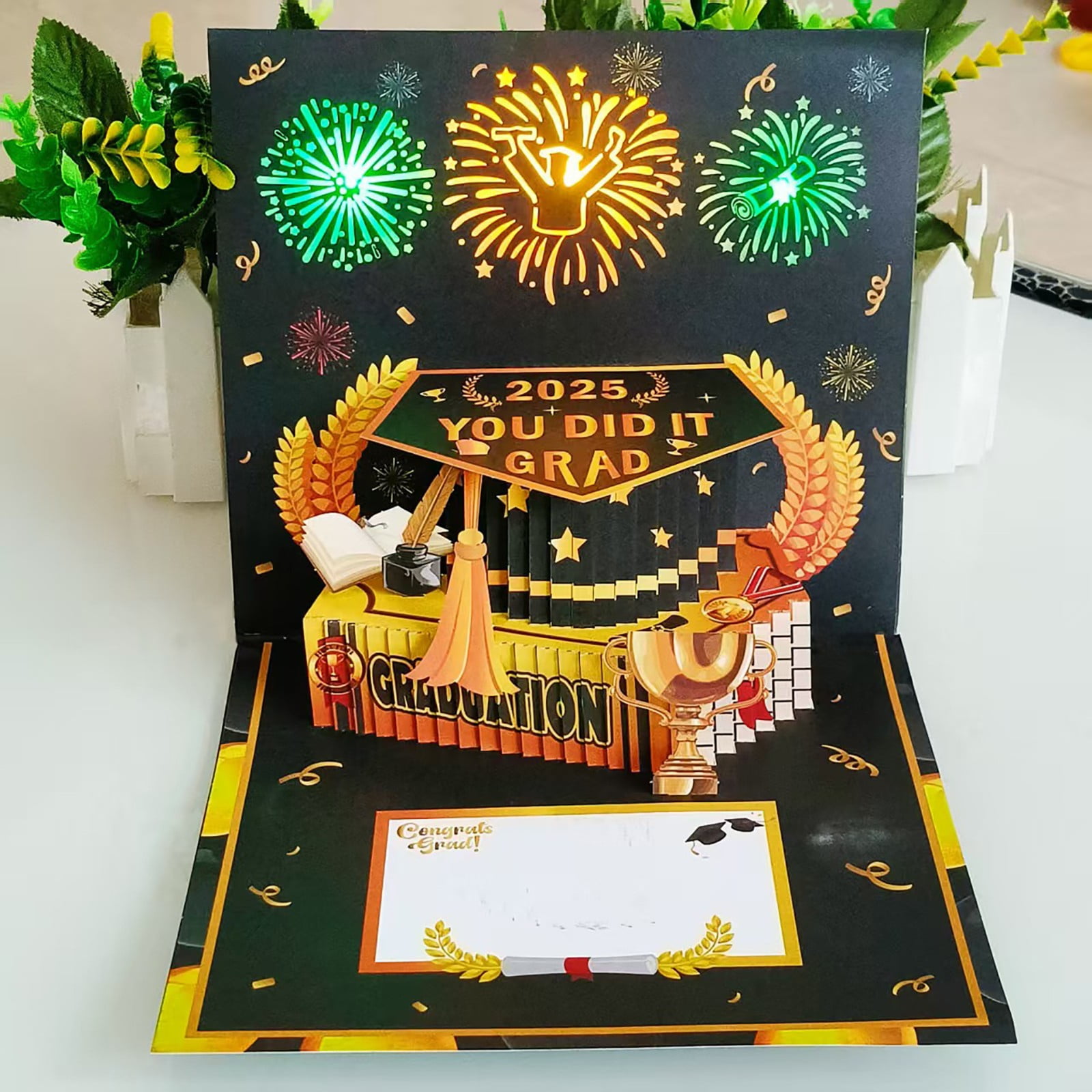 3D Musical Graduation Card 2025 - Lights & Sound Pop Up Greeting Card ...