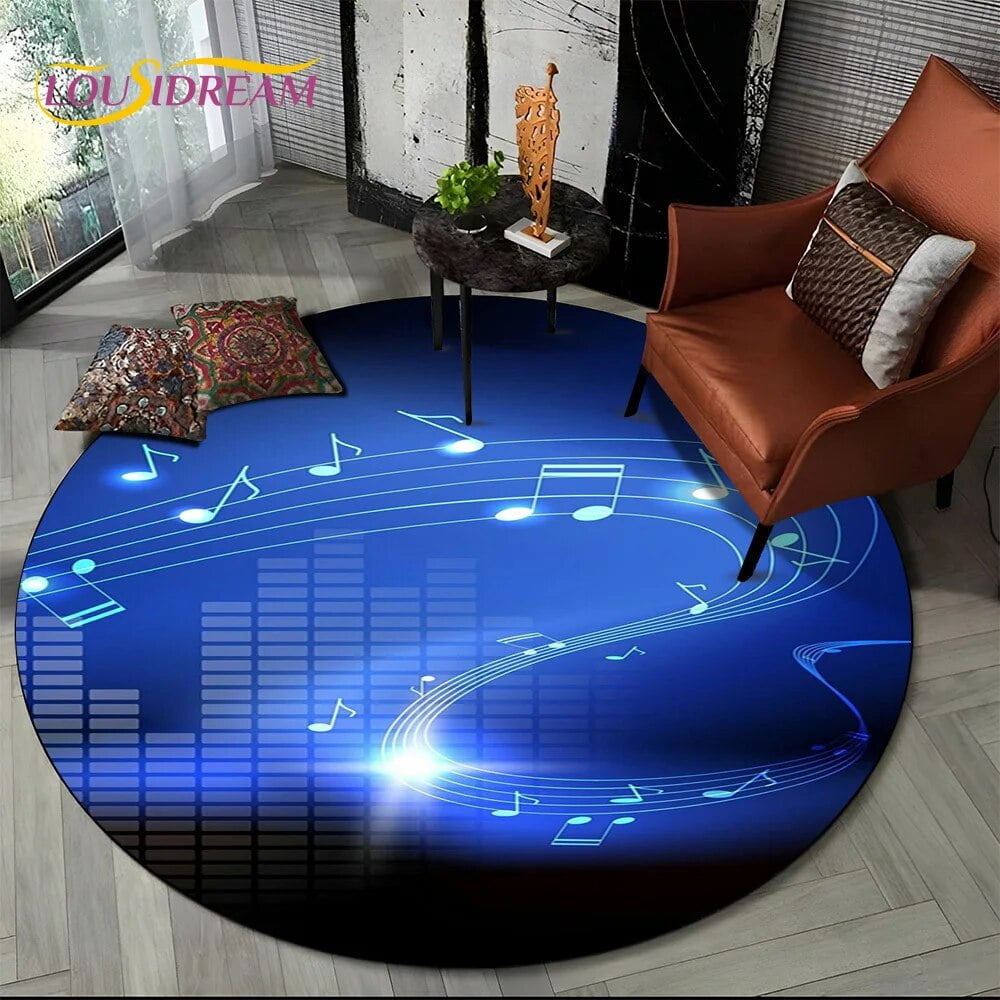 3D Musical Note Piano Art Round Carpet Rug for Living Room Bedroom ...
